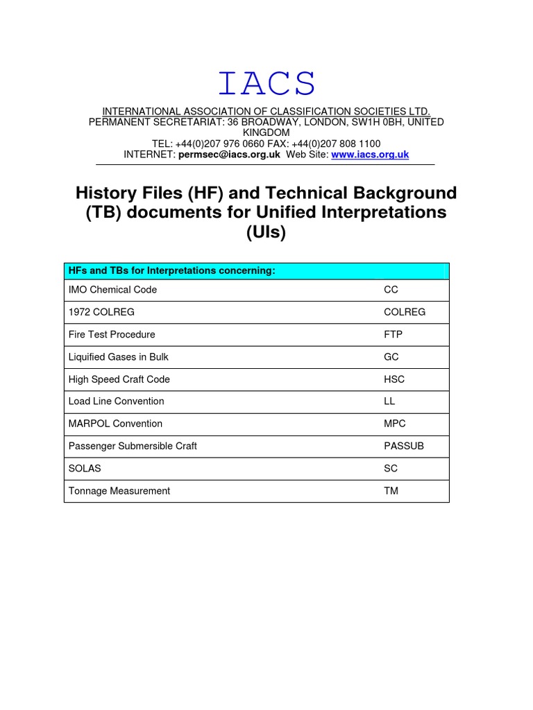 IACS Unified Interpretations Overview | PDF | Ships | Industries