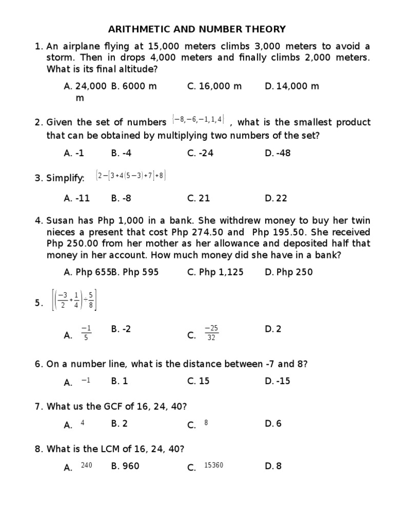 Arithmetic and Number Theory Problems | PDF | Circle | Triangle