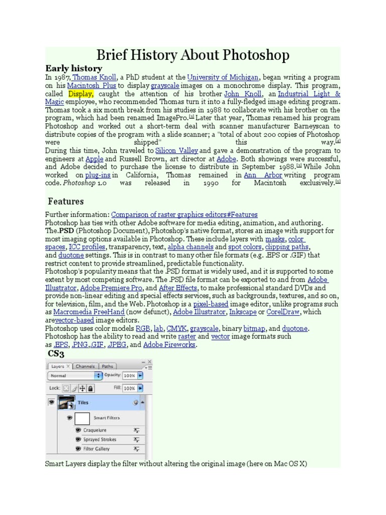 History of Adobe Photoshop Software | PDF | Adobe Photoshop ...