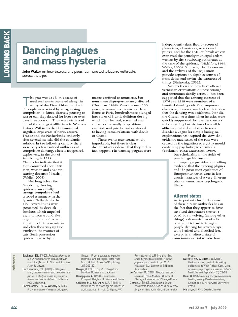 Dancing Plagues and Mass Hysteria | PDF | Religion And Belief | Wellness
