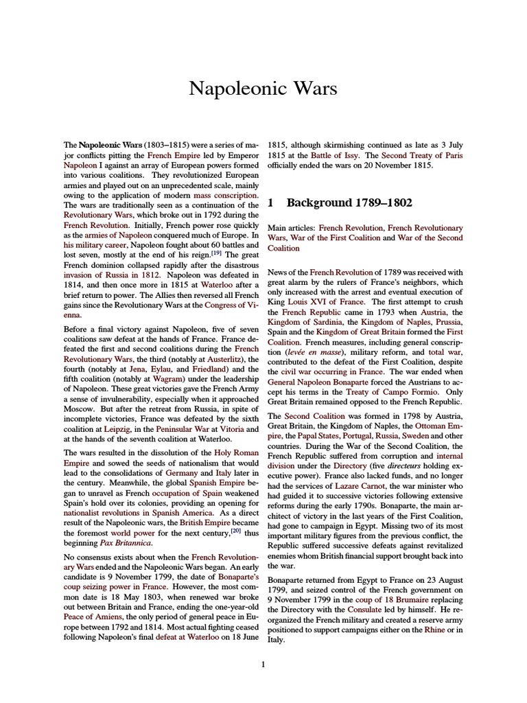 Napoleonic Wars | PDF | Napoleon | Napoleonic Wars