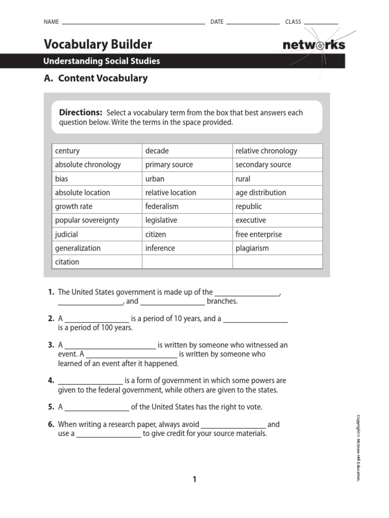 Chapter 1 Vocabulary Builder | PDF | Adjective | Noun