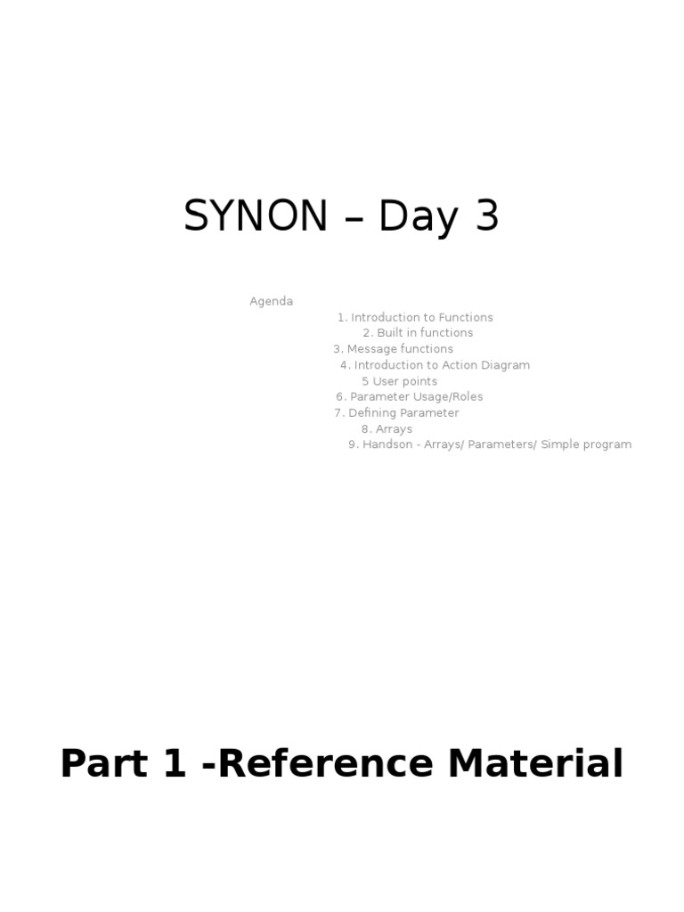 Introduction To Function in Synon | PDF | Subroutine | Parameter (Computer Programming)