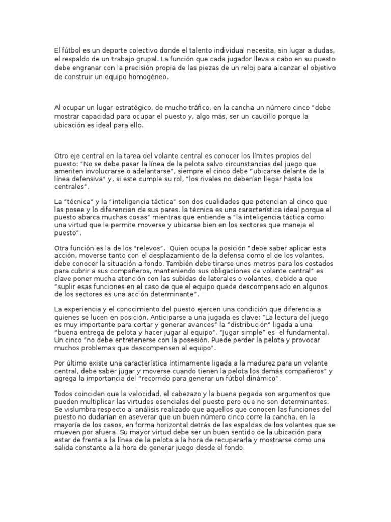 El Fútbol Es Un Deporte Colectivo Donde El Talento Individual Necesita ...