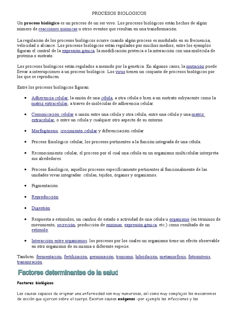 Procesos Biologicos | PDF | Biología Celular) | Metabolismo