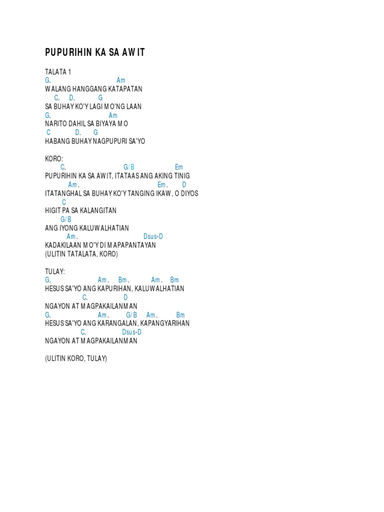 Pupurihin Ka Sa Awit | PDF