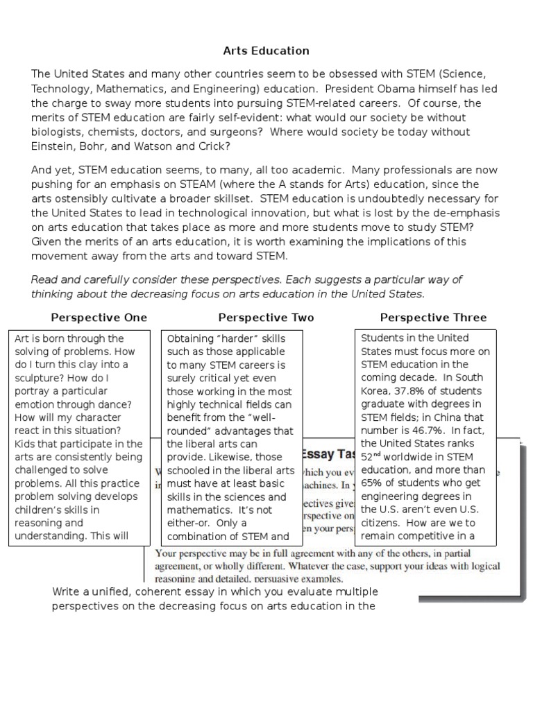 Arts Education ACT Essay Prompt | PDF | Science, Technology ...