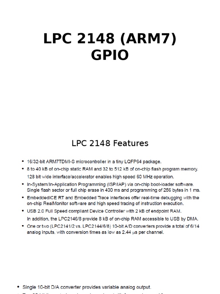 LPC 2148 (ARM7) Gpio | PDF