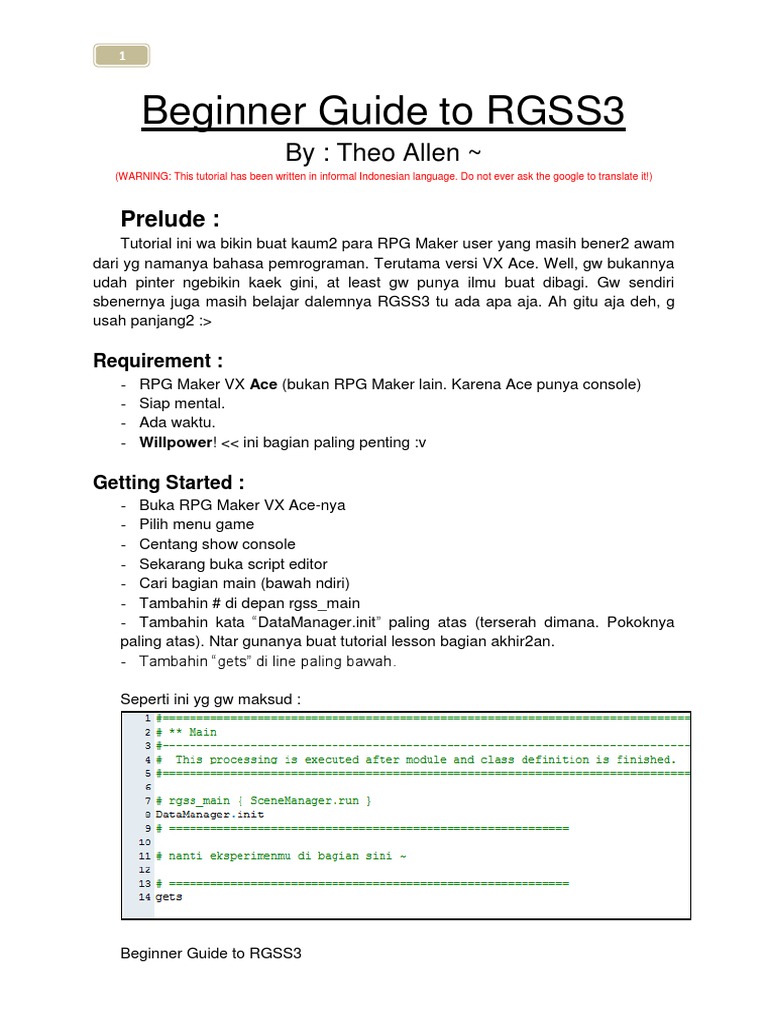 Beginner Guide To RGSS3 | PDF | Komputer