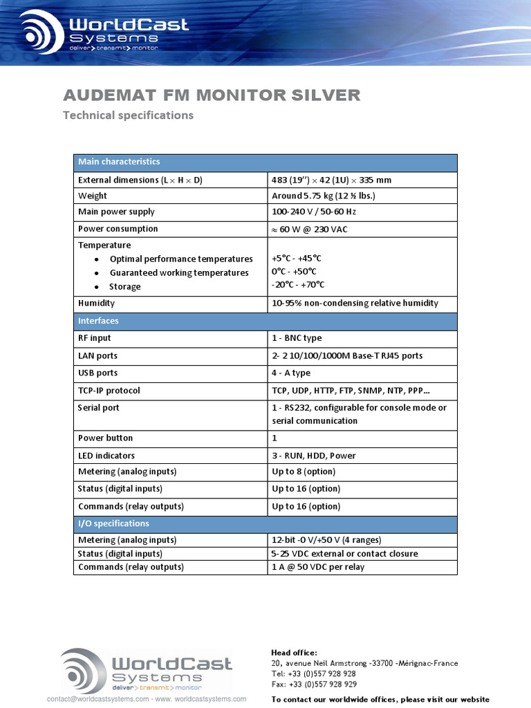 Audemat FM Monitor Silver | PDF | Electronics | Electrical Engineering Audemat FM Monitor Silver | PDF | Electronics | Electrical Engineering