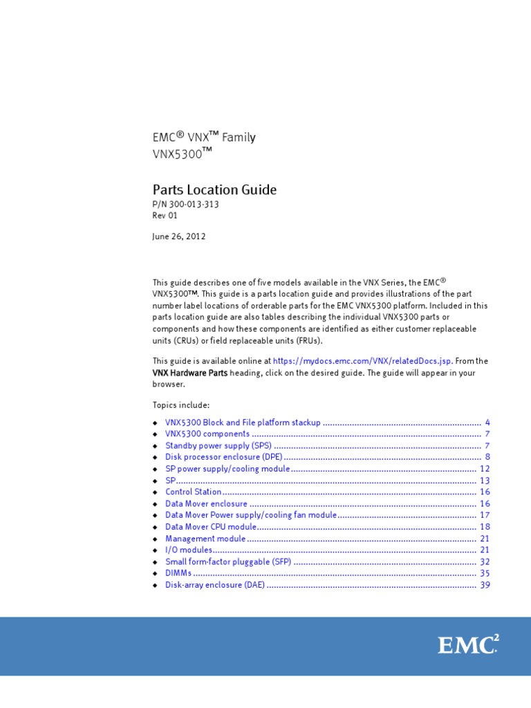 Parts Location Guide: EMC VNX Family VNX5300 | PDF
