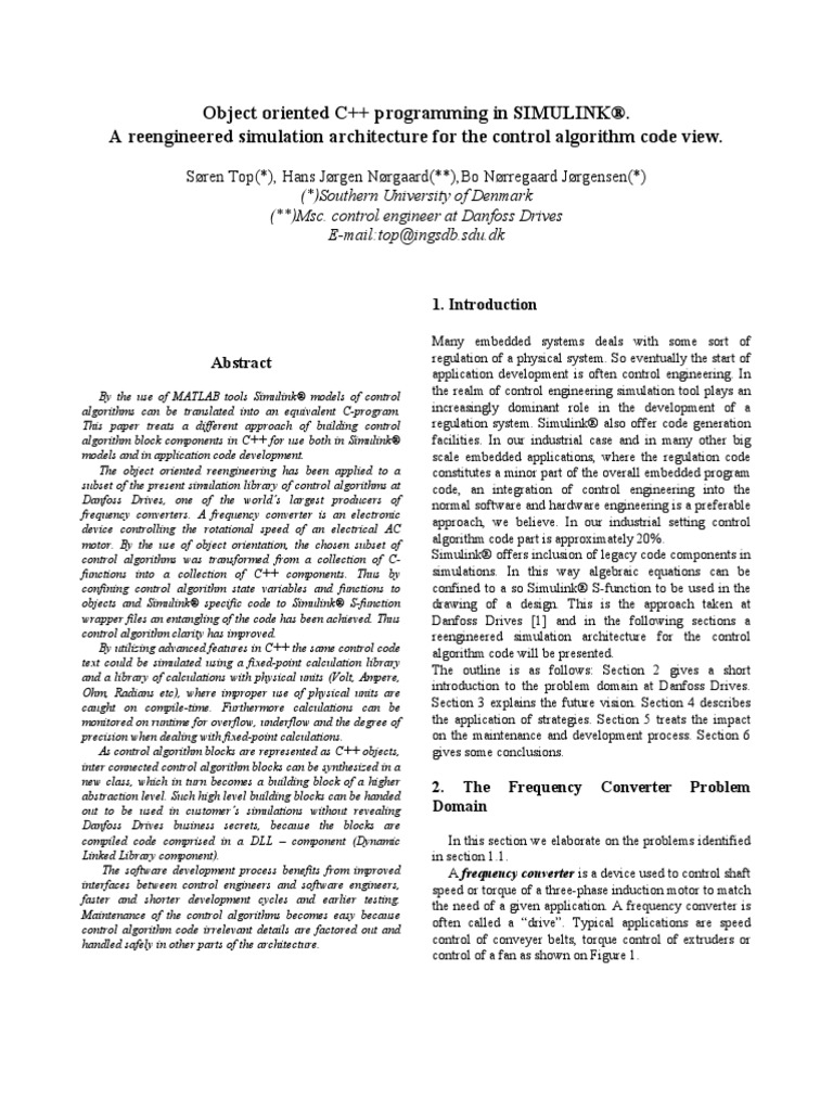 Object Oriented C Programming In Simulink A Reengineered Simulation Architecture For The 