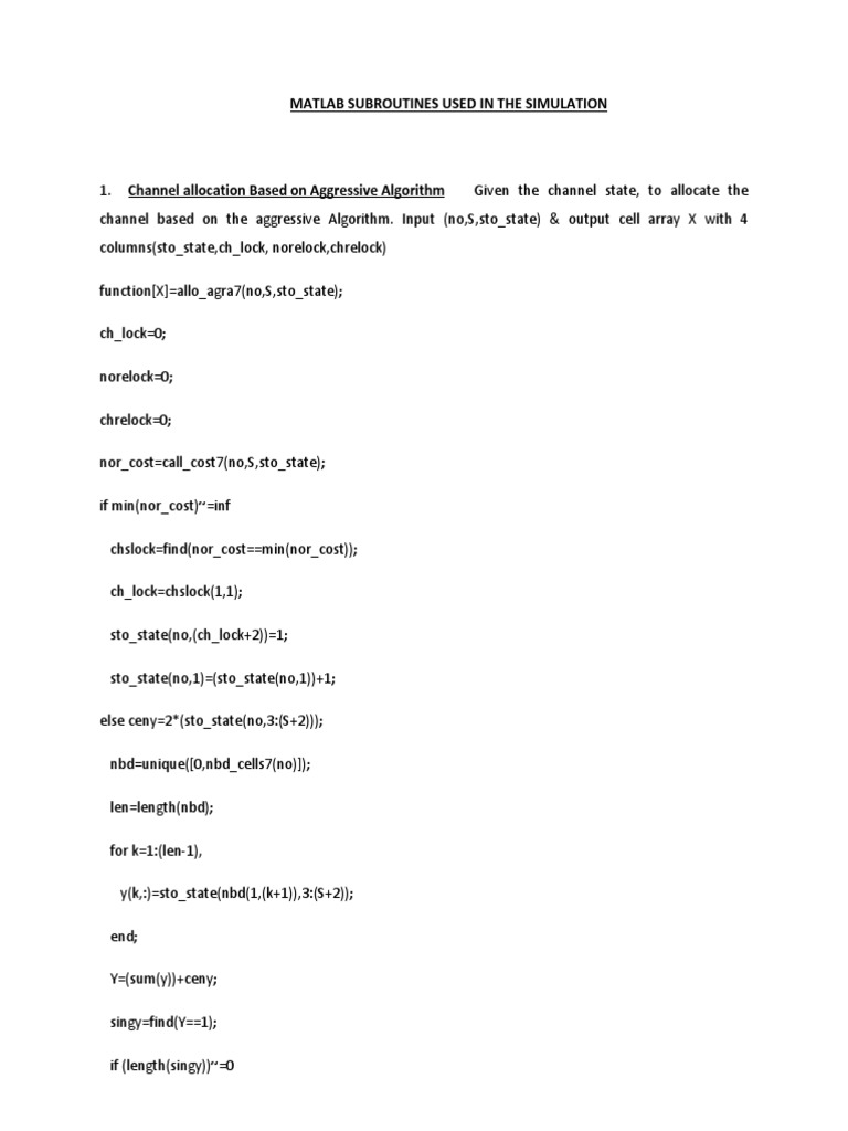 02 Matlab Subroutines Used In The Simulation Pdf Algorithms And Data Structures Software 7926