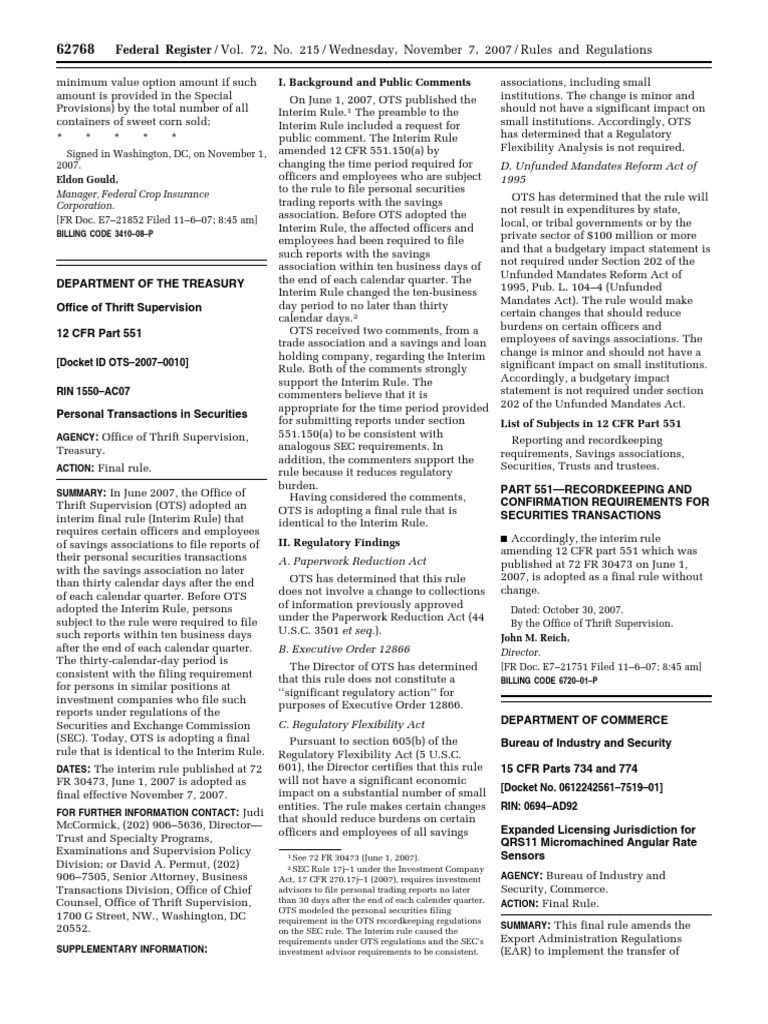Rule: Export Administration Regulations: Commerce Control List— QRS11 ...