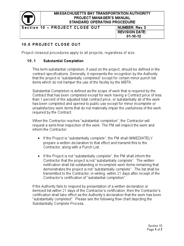 Project Close-Out | PDF | General Contractor | Audit