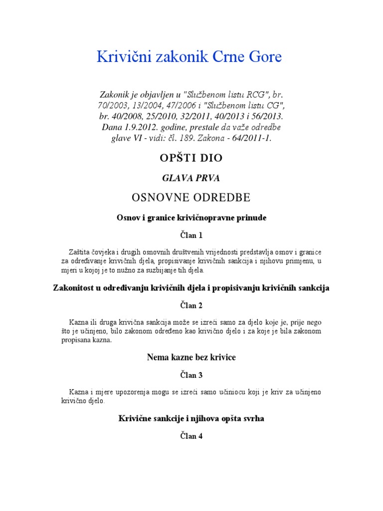 Krivicni Zakonik | PDF