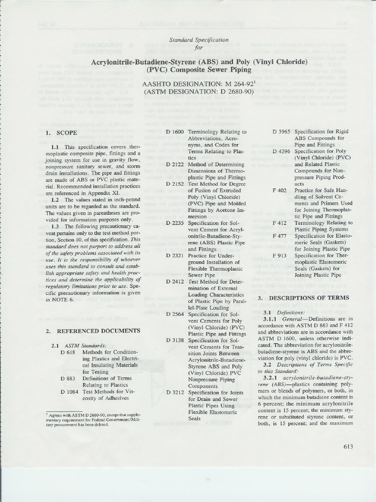 ABS and PVC Composite Sewer Piping Standards | PDF | Polyvinyl Chloride ...