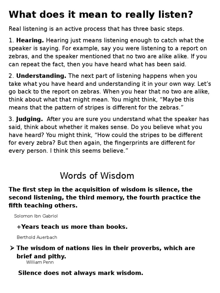 What Does It Mean To Really Listen | PDF