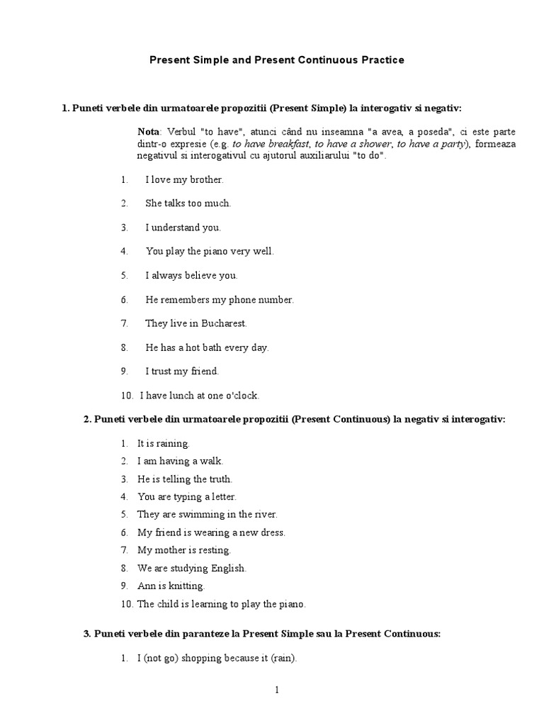 Present Tense Exercises and Practice | PDF | Language Arts & Discipline ...