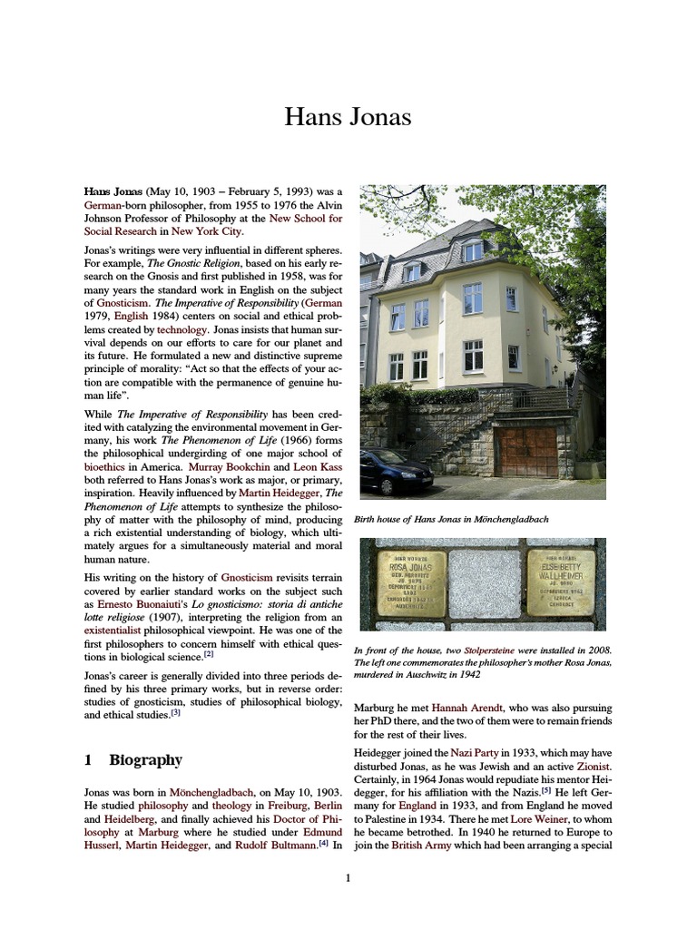 Hans Jonas Pdf Metaphysics Religious Education
