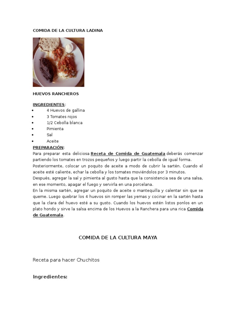 Comidas Típicas de la Cultura Ladina | PDF | Visión del mundo | Alimentos