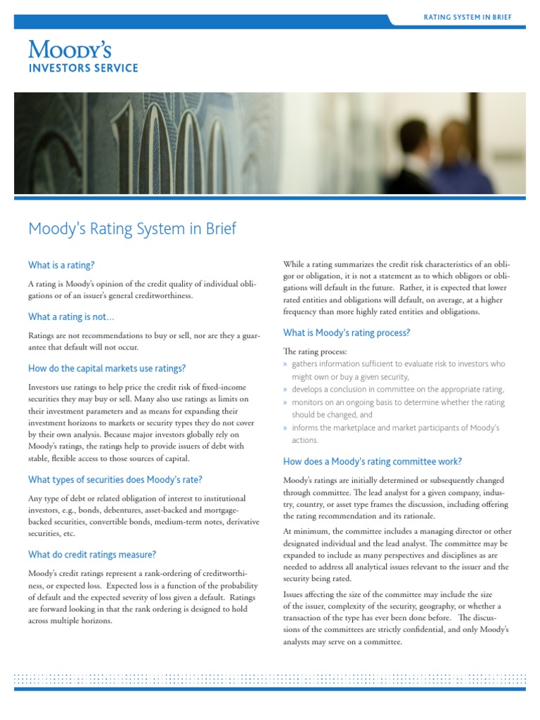 Moody's Rating System | Download Free PDF | Moody's Investors Service ...