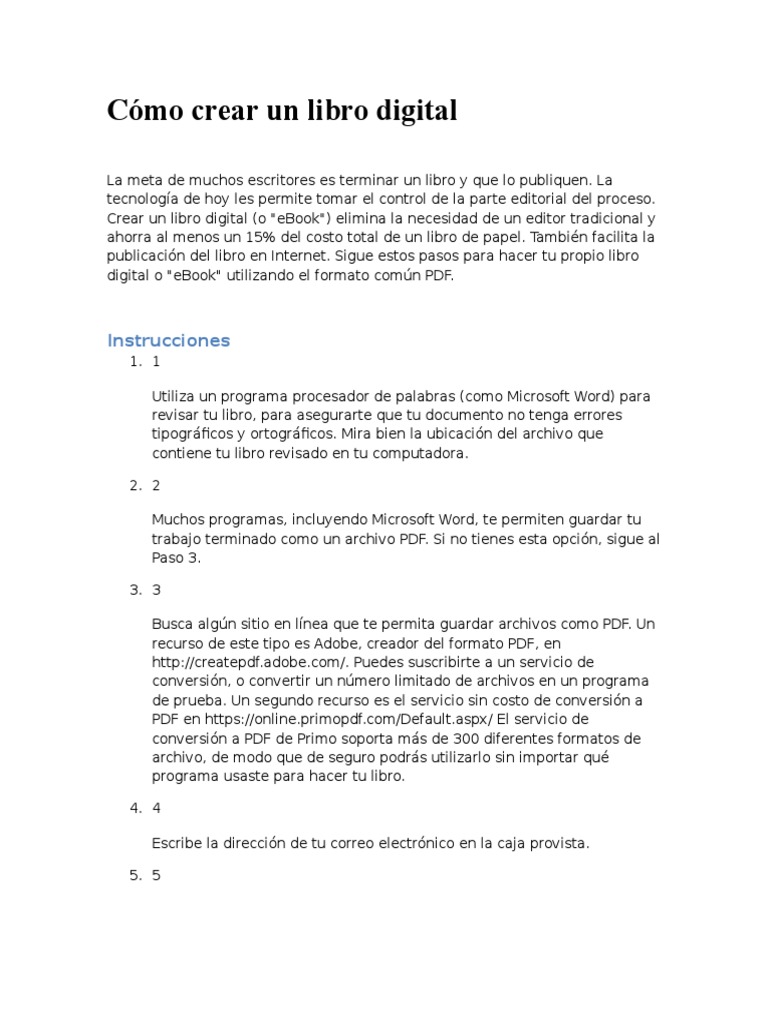 Cómo Crear Un Libro Digital | PDF | Libros | Publicación