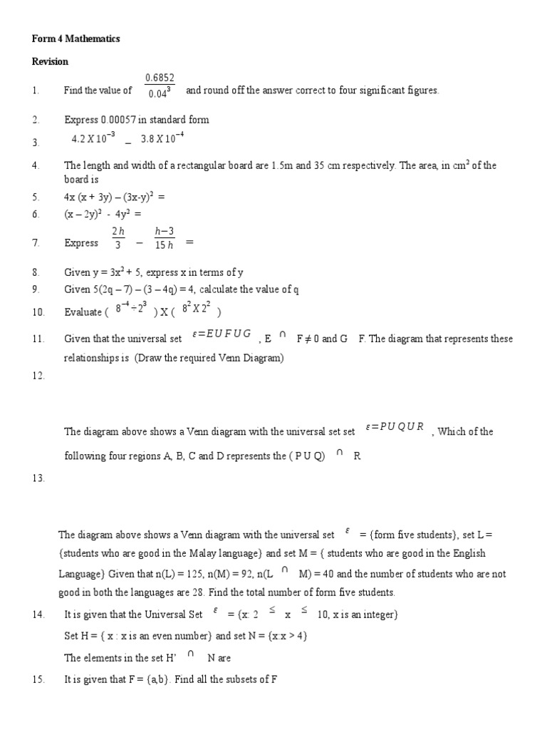 F4 Maths Midyear | PDF | Mathematical Concepts | Teaching Mathematics