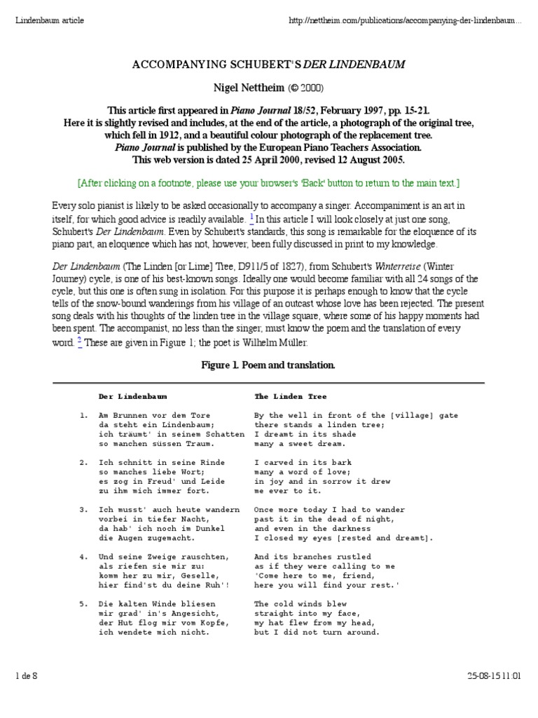 Lindenbaum Article | PDF | Franz Schubert | Music