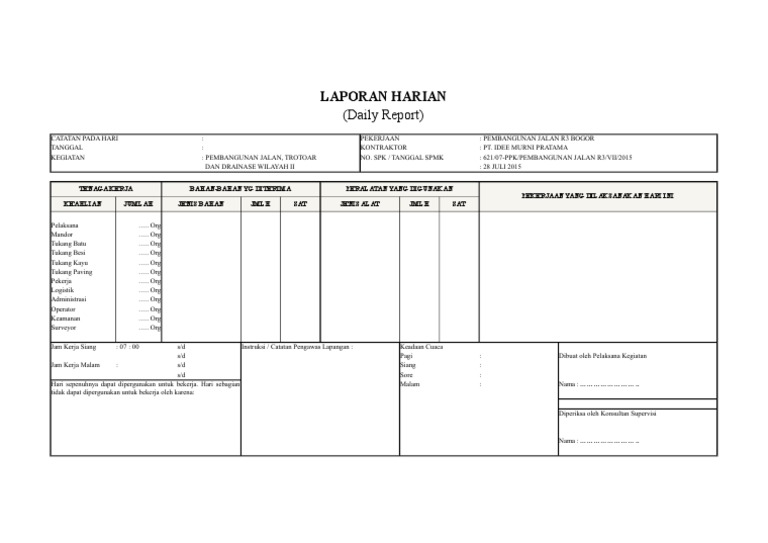 Contoh Laporan Harian | PDF