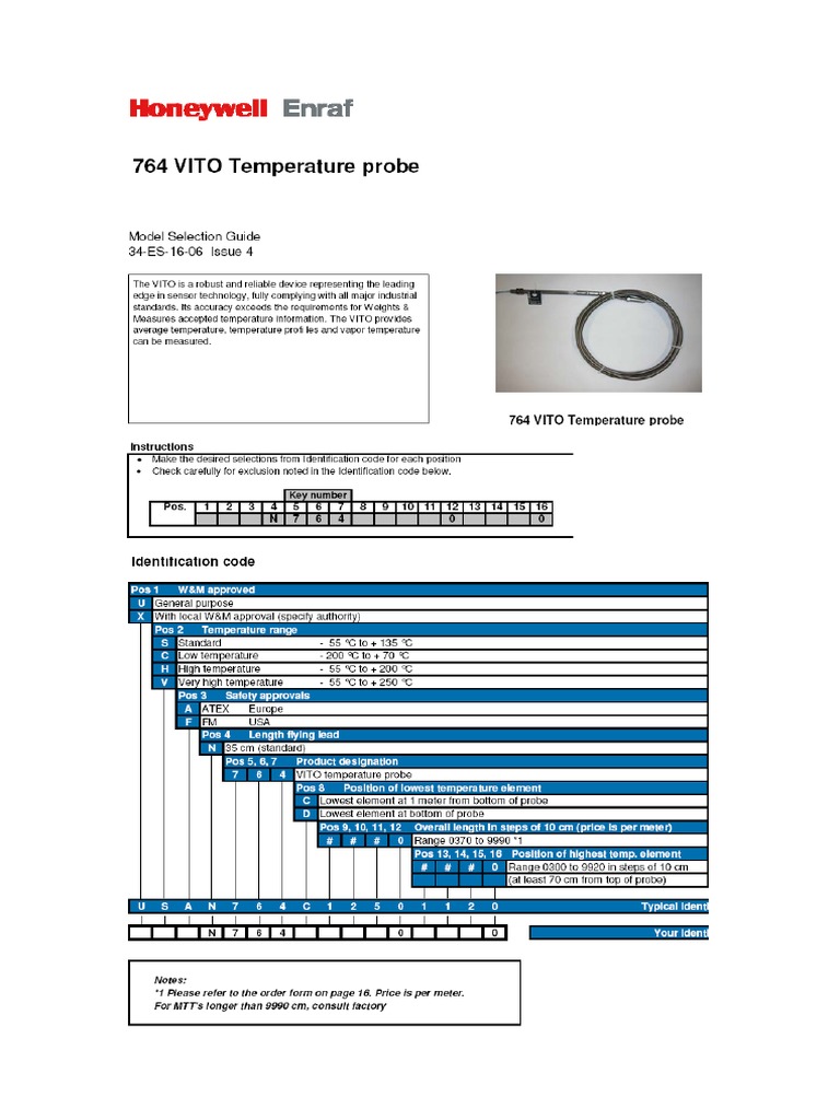 Honeywell 764 VITO Temp | PDF
