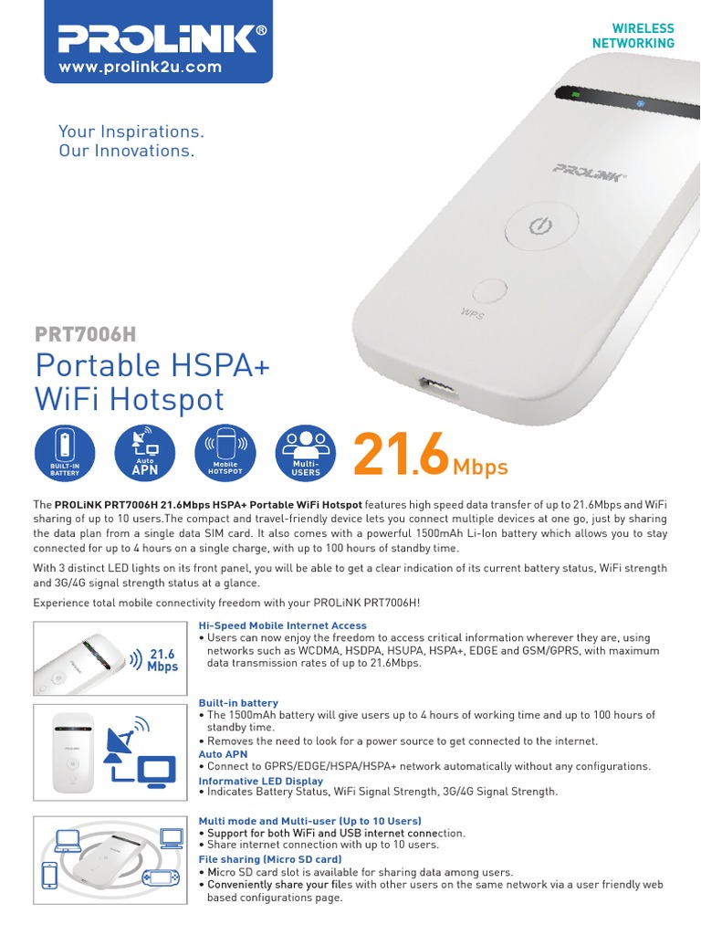 ProlinK Pocket router | High Speed Packet Access | Wi Fi