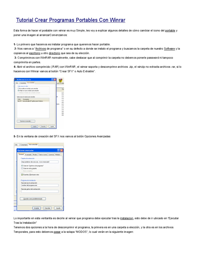 Crear Programas Portables Con Winrar | PDF | Archivo de computadora | Ventana (informática)