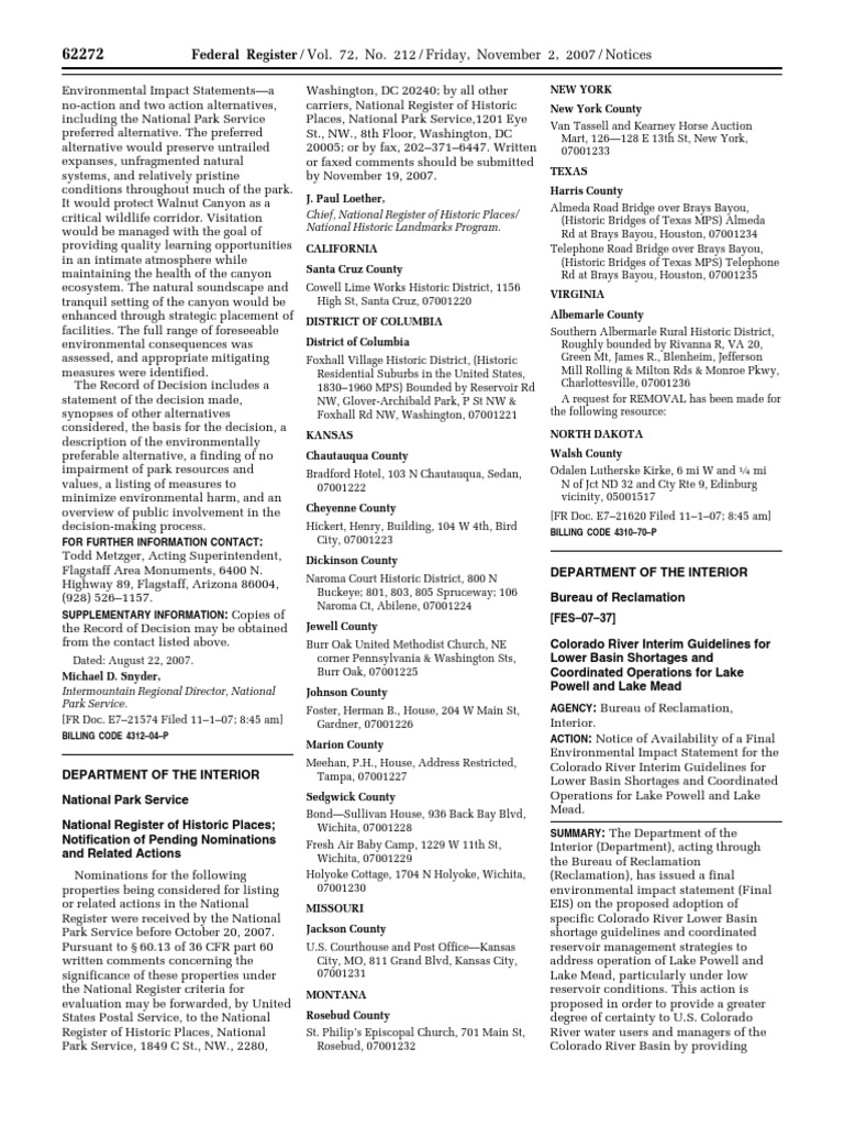 Notice: Environmental Statements Availability, Etc.: Lake Powell and ...