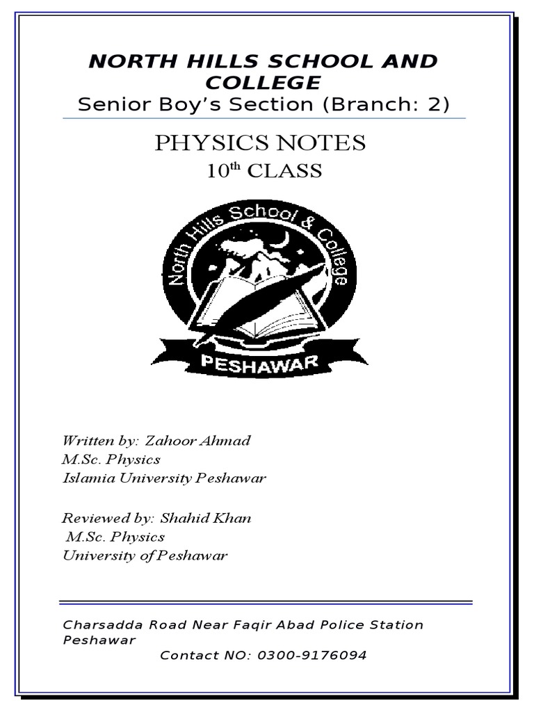 Physics 10th Class Notes | PDF | Waves | Lens (Optics)