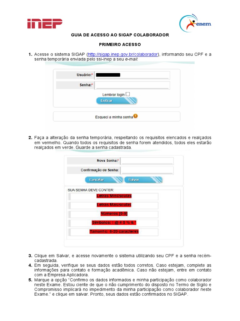 Guia de Acesso ao SIGAP Colaborador | PDF