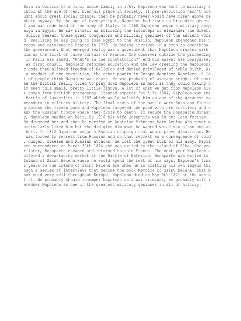 Napoleon - Script | PDF | Warfare Of The Early Modern Era | Napoleon