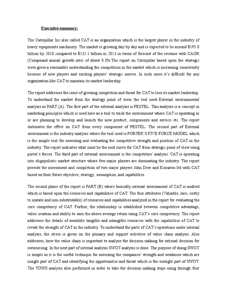Executive Summary | Strategic Management | Swot Analysis