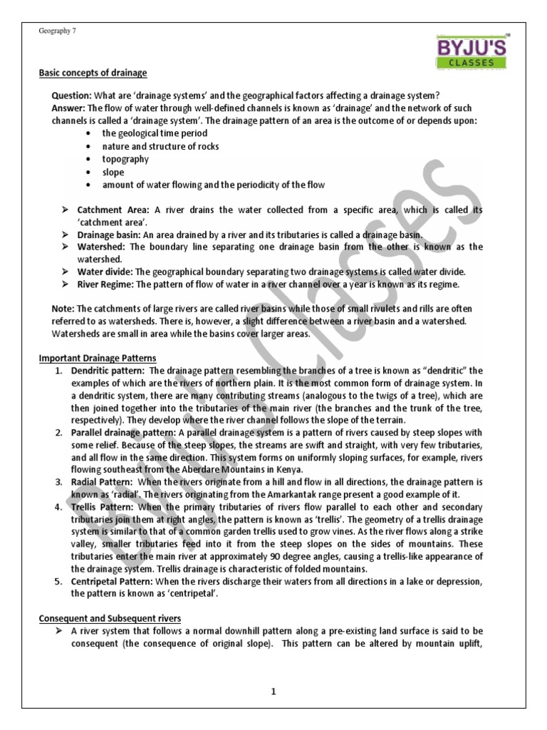 Geography 7 Drainage System | PDF | Drainage Basin | Water And The ...
