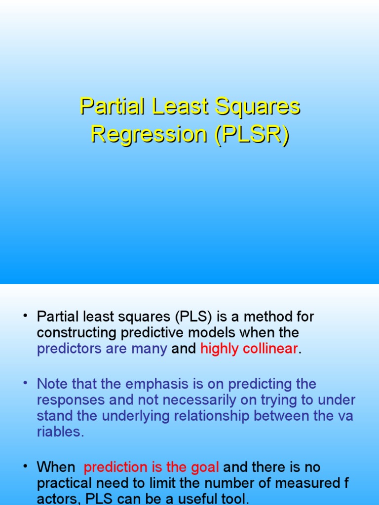 Partial Least Squares Regression (PLSR) | PDF | Principal Component ...