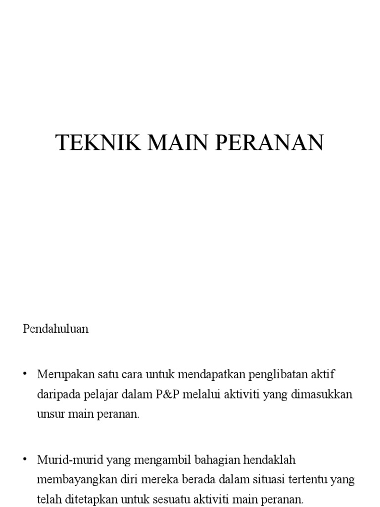 Teknik Main Peranan dalam P&P | PDF