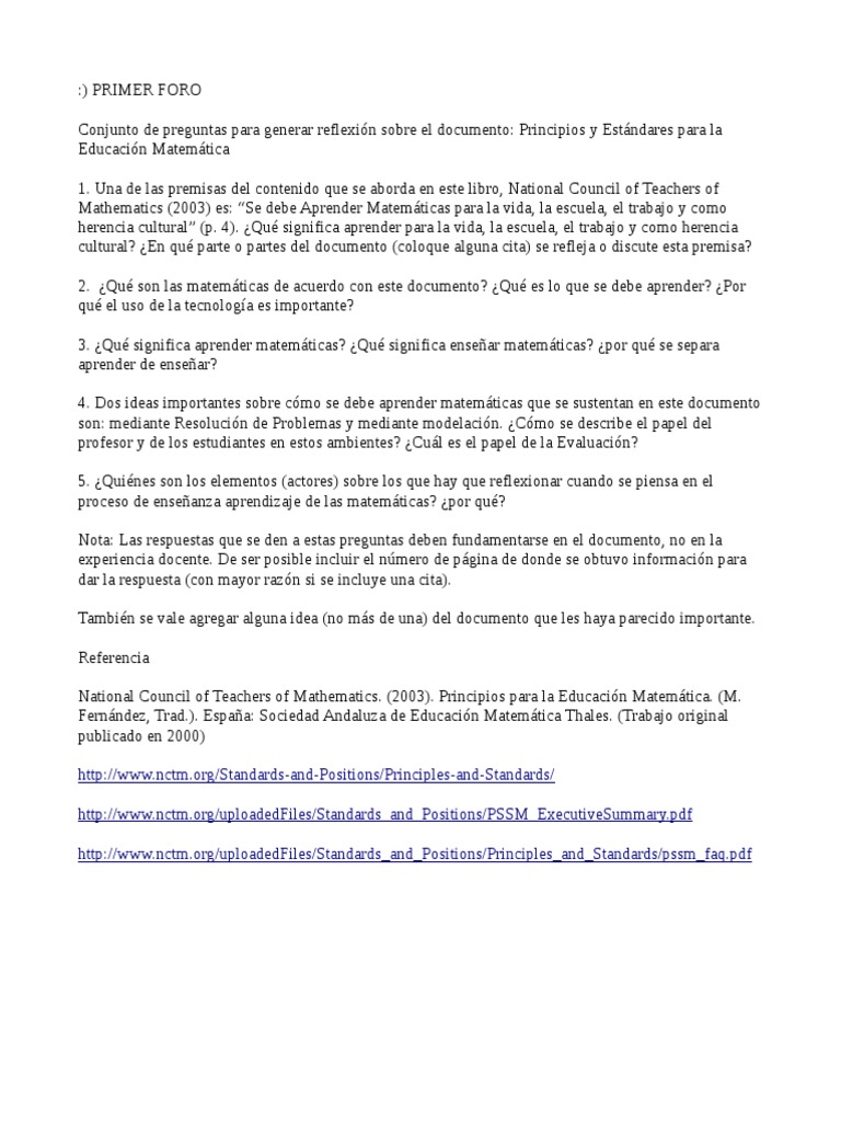 Reflexiones sobre Educación Matemática | PDF