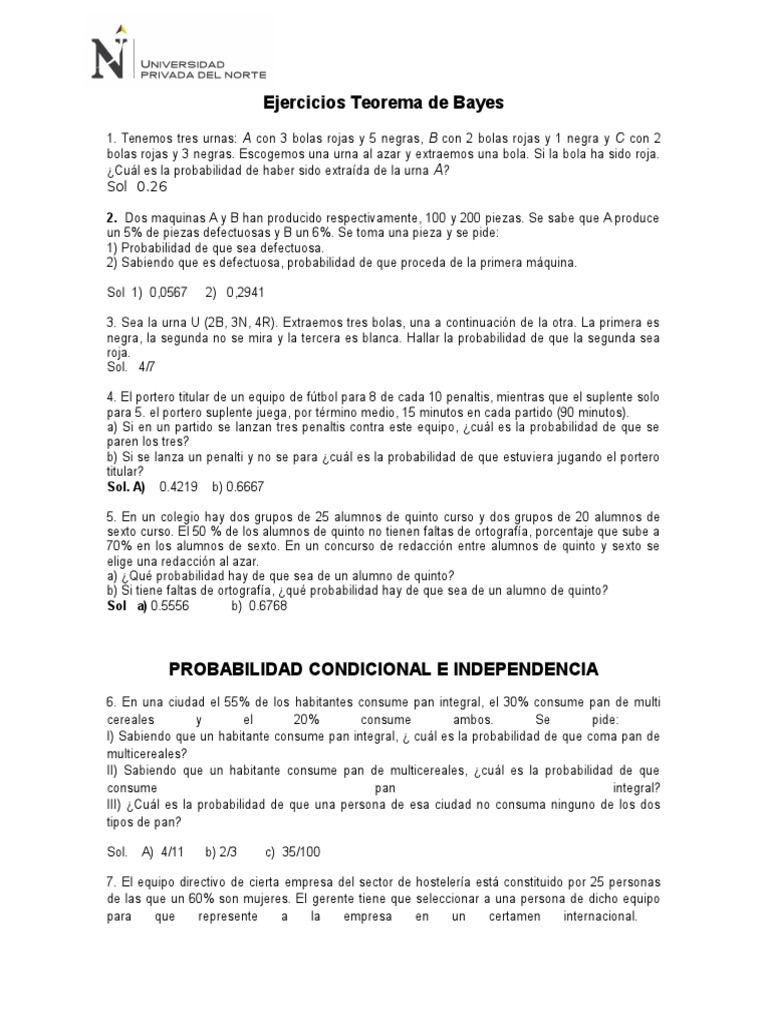 Ejercicios Teorema de Bayes | PDF | Probabilidad | Panes