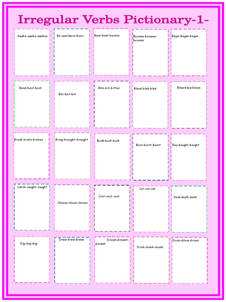 Irregular Verbs Pictionary 1 | PDF