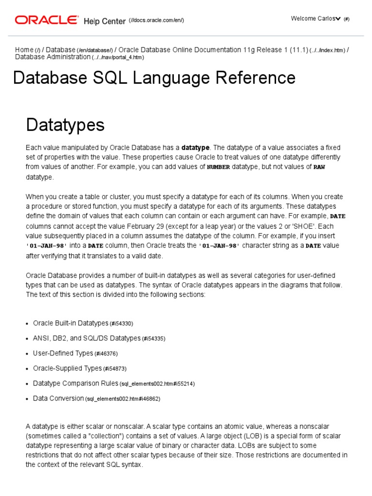 Data Types Oracle | PDF | String (Computer Science) | Significant Figures Data Types Oracle | PDF | String (Computer Science) | Significant Figures
