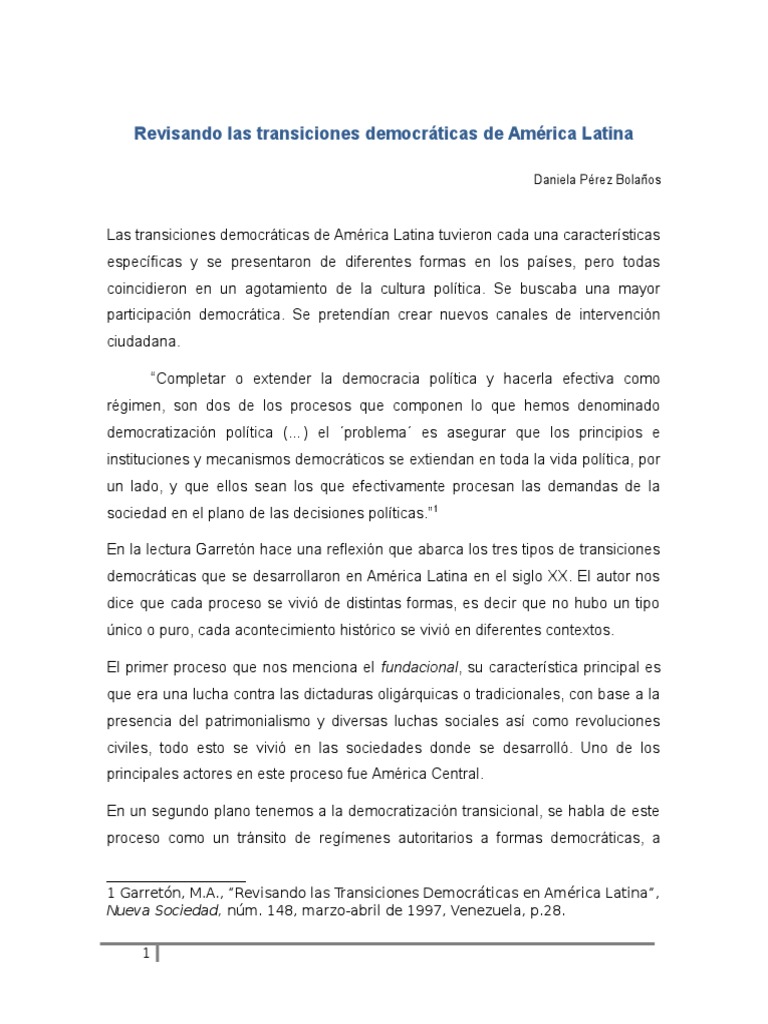 Transiciones Democráticas en Latinoamérica | PDF | Democracia | Ideologías políticas
