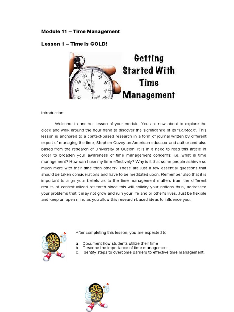 Module 11 - Time Management Lesson 1 - Time Is GOLD! | PDF | Ellipsis ...
