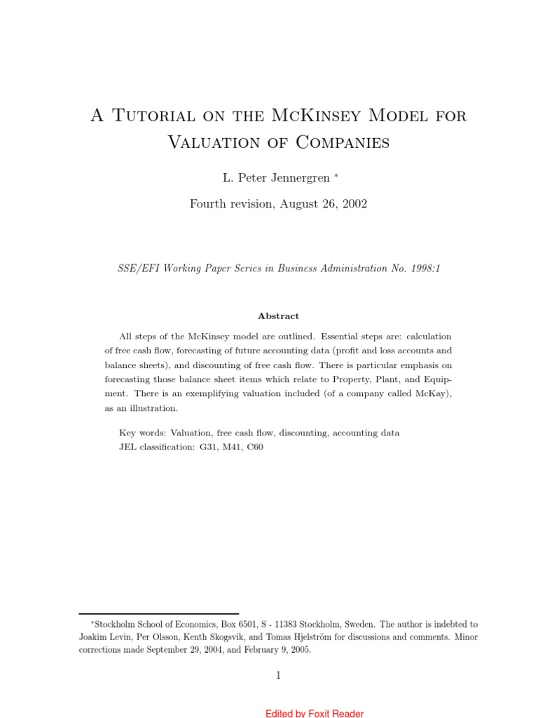 Mckinsey-Model For Valuation of Companies | PDF | Free Cash Flow ...