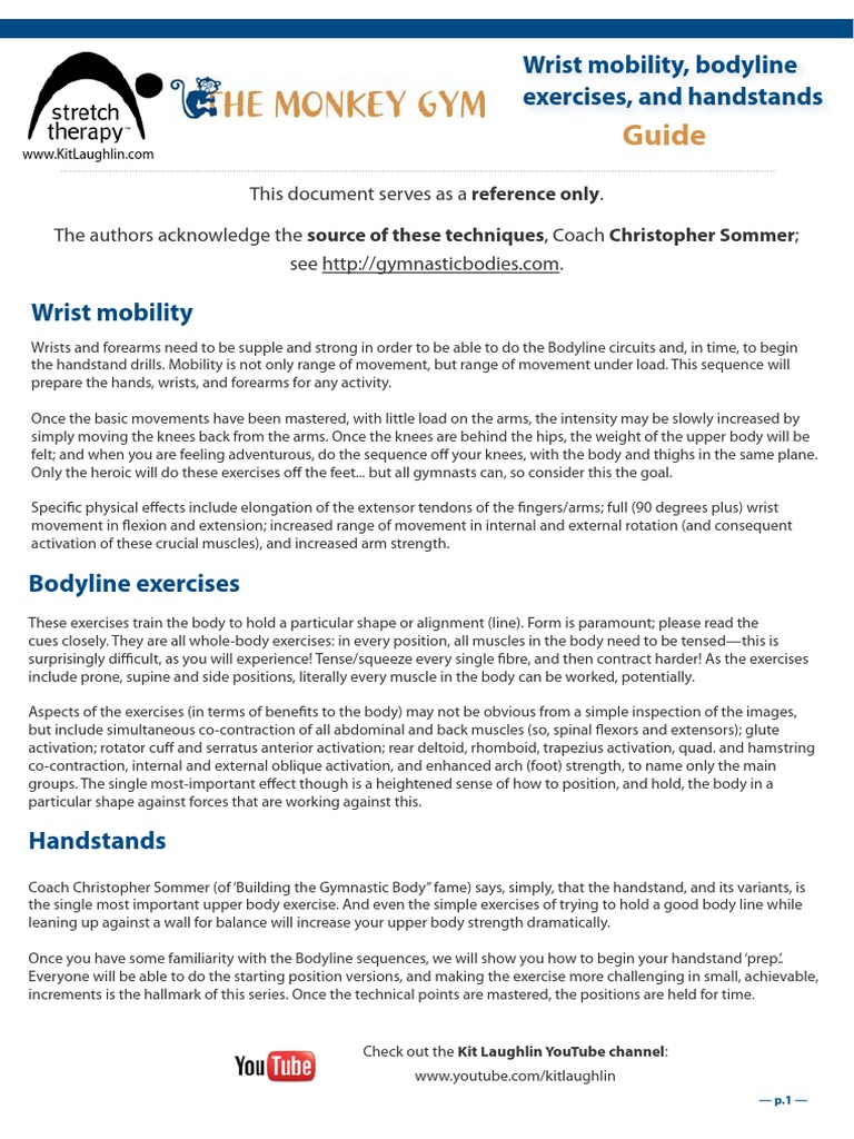 Wrist Mobility Bodyline Exercises Handstands | PDF | Anatomical Terms ...