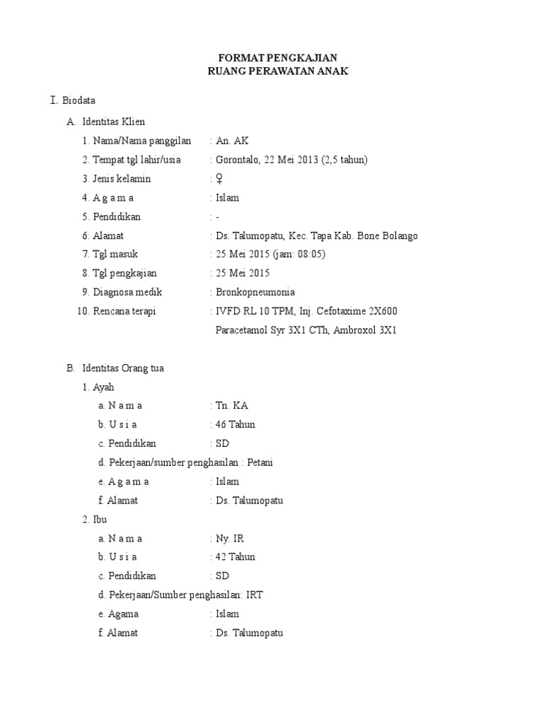 Contoh Pengkajian ASKEP Anak | PDF